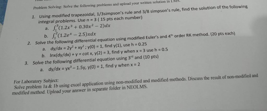 Solved Problem Solving: Solve the following problems and | Chegg.com