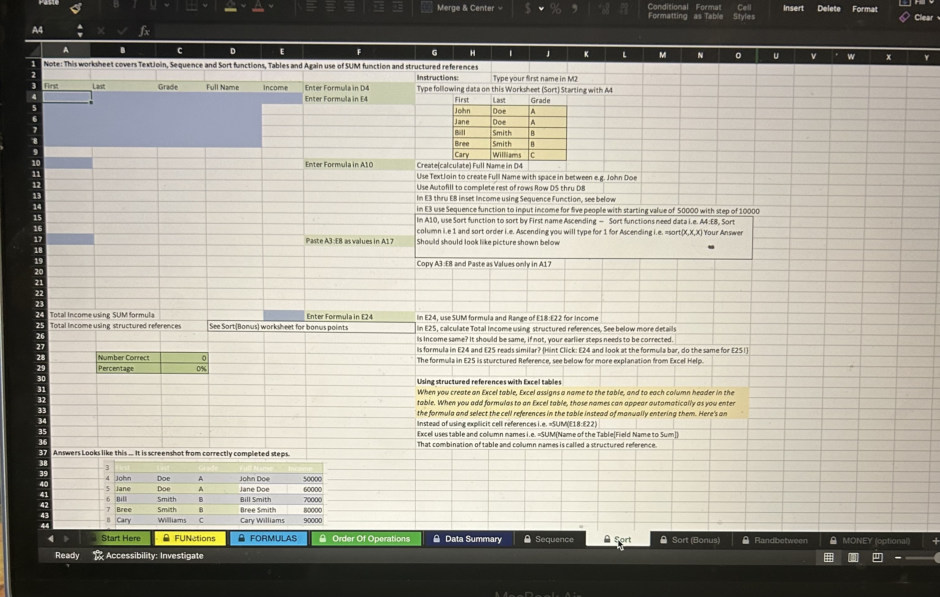 Solved I need help starting this sort excel problem | Chegg.com