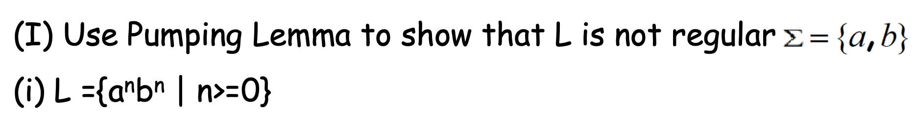 Solved (I) Use Pumping Lemma to show that L is not regular | Chegg.com