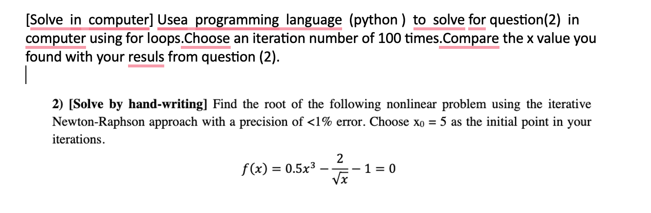Solved Solve in computer] Usea programming language (python) | Chegg.com