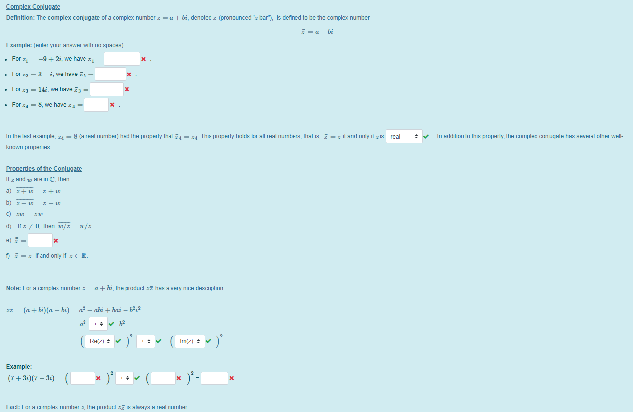 Solved Complex Conjugate Definition The Complex Conjugate Chegg