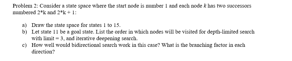 Solved Problem 2: Consider a state space where the start | Chegg.com