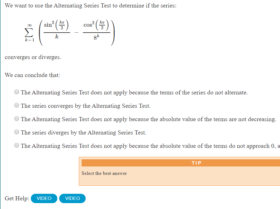 Solved We want to use the Alternating Series Test to | Chegg.com
