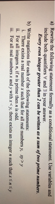 Solved a) Rewrite the following statement formally as a | Chegg.com