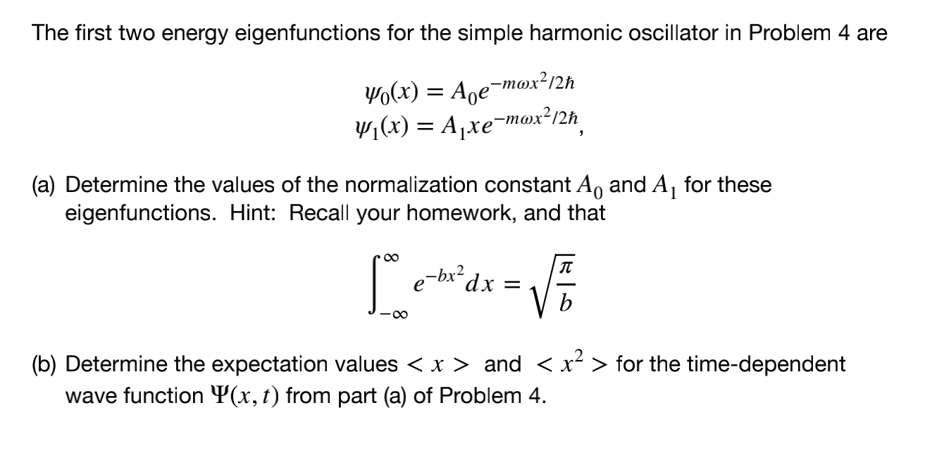Solved The first two energy eigenfunctions for the simple | Chegg.com