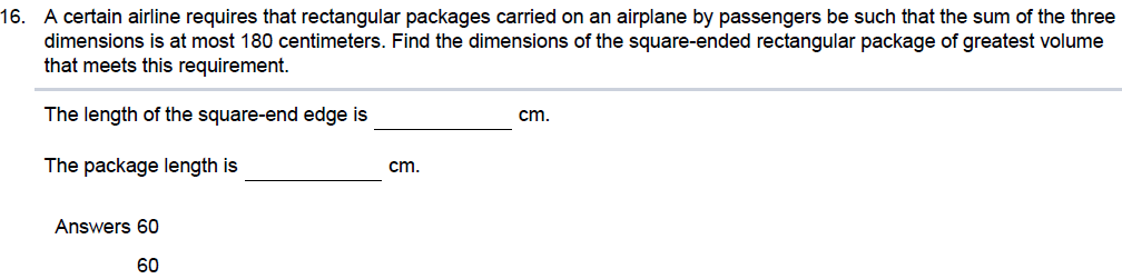 Solved 16. A certain airline requires that rectangular | Chegg.com