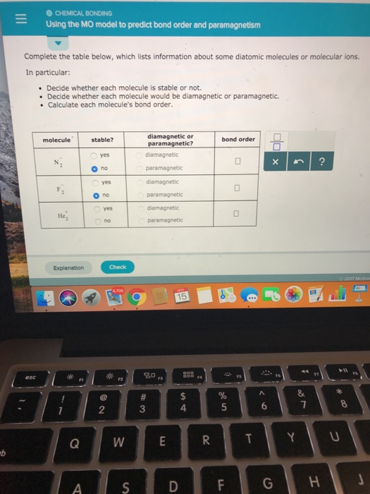 Solved ·OEMICAL BONDING Using the MO model to predict bond | Chegg.com