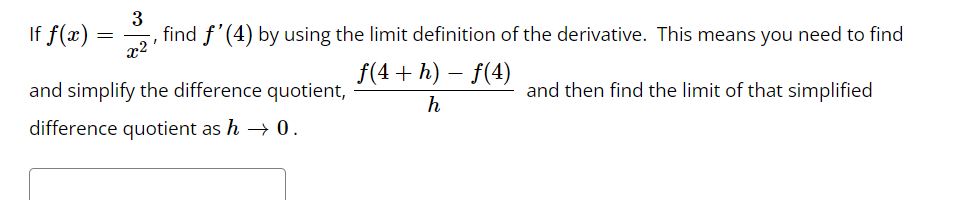 Solved If f(x)=x23, find f′(4) by using the limit definition | Chegg.com