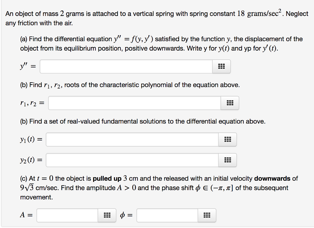 Solved An object of mass 2 grams is attached to a vertical | Chegg.com