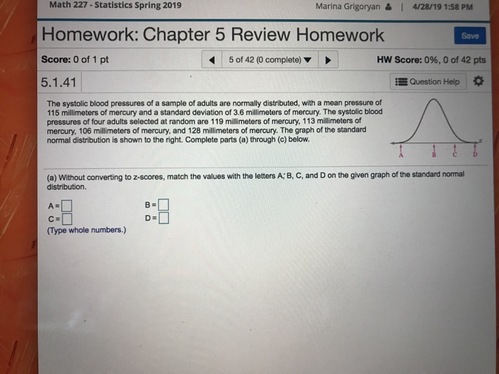 Solved Math 227 -Statistics Spring 2019 Marina Grigoryan 1 | Chegg.com