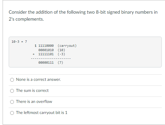Solved Overflow detection for binary number addition and | Chegg.com Solved Overflow detection for binary number addition and | Chegg.com