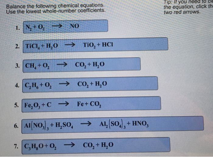 Solved Balance the following chemical equations. Use the | Chegg.com
