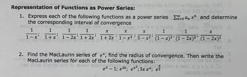 Solved answer #2 please: Find the MacLaurin series of e^x, | Chegg.com