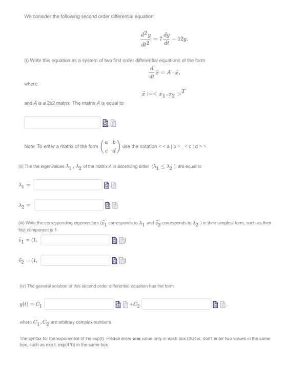 Solved We consider the following second order differential | Chegg.com