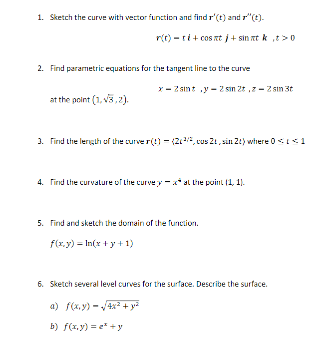 Solved 1 Sketch The Curve With Vector Function And Find 