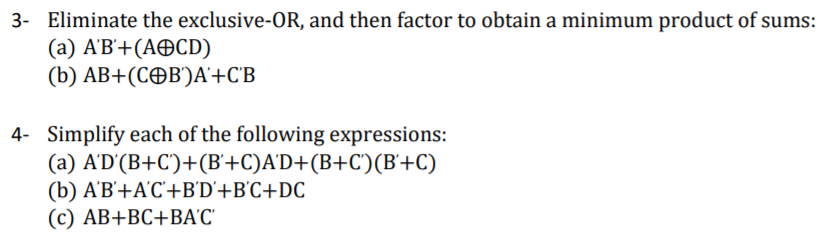 Solved Eliminate the exclusive-OR, and then factor to obtain | Chegg.com