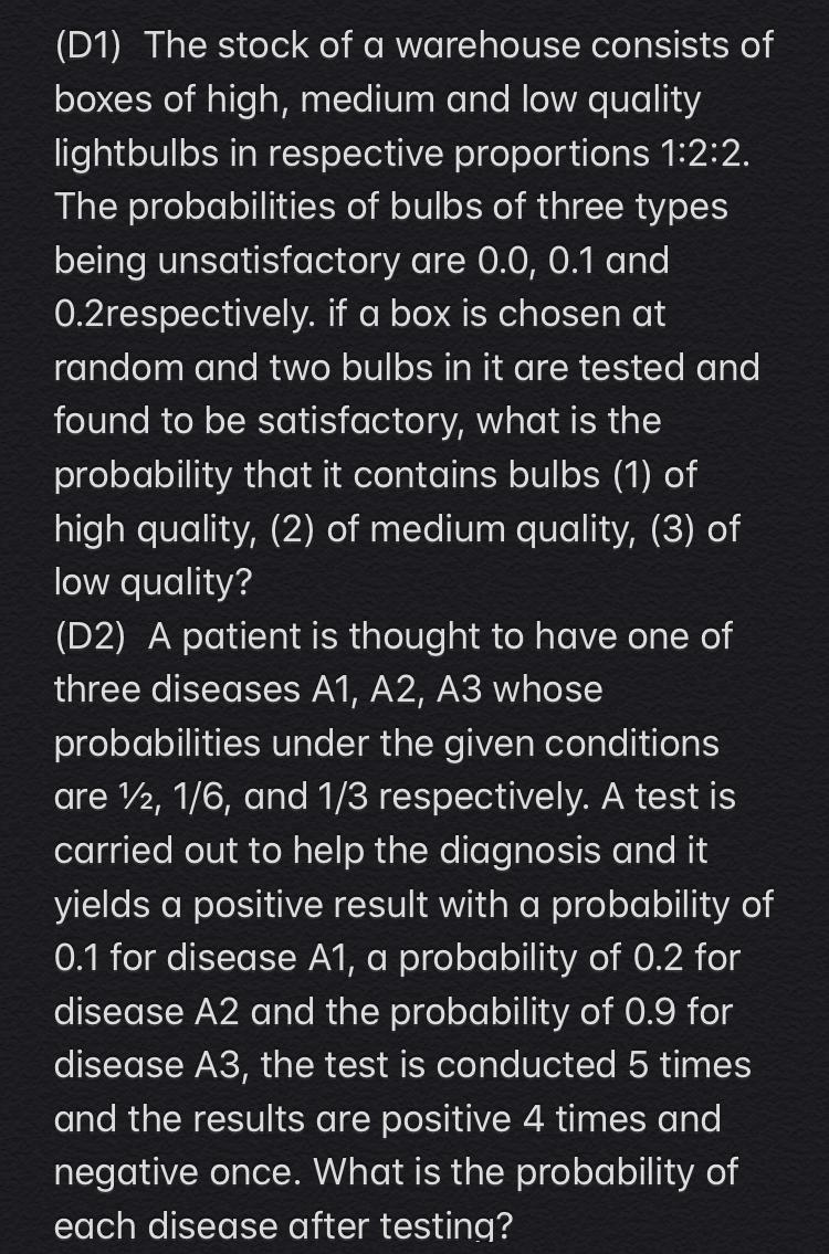 Solved (D1) The stock of a warehouse consists of boxes of | Chegg.com