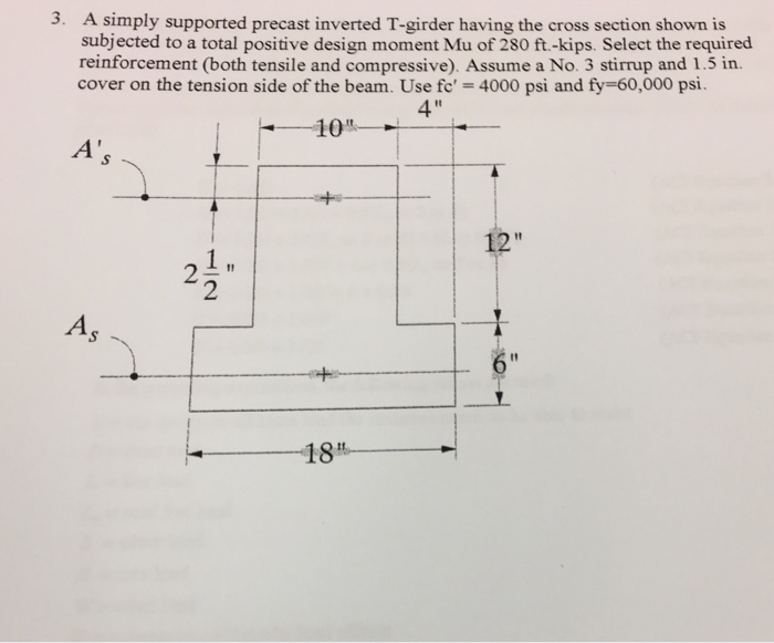 Solved A simply supported precast inverted T-girder having | Chegg.com