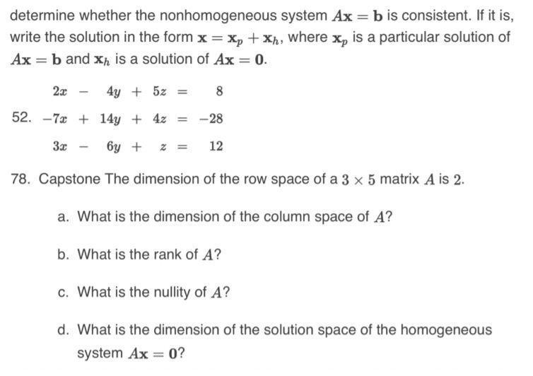 Solved determine whether the nonhomogeneous system Ax=b is | Chegg.com