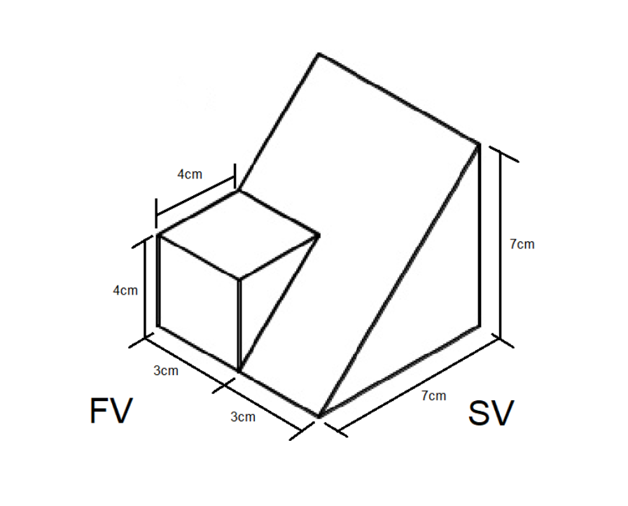 Solved 4cm 7cm 4cm 3cm 7cm FV Зcm SV | Chegg.com