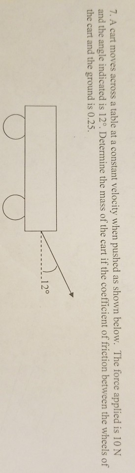 Solved 7. A cart moves across a table at a constant velocity | Chegg.com