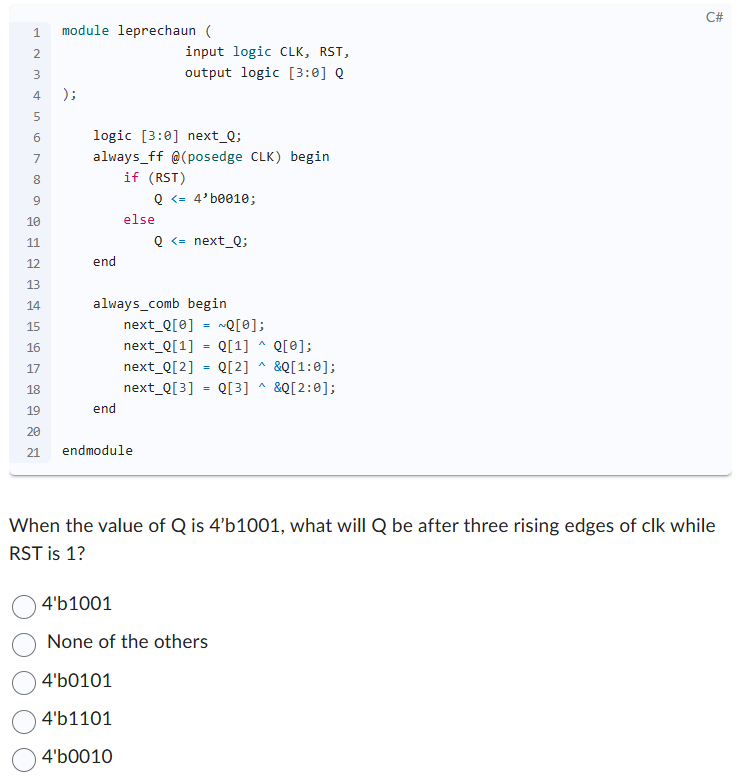 Solved ```module leprechaun ( ﻿ input logic | Chegg.com