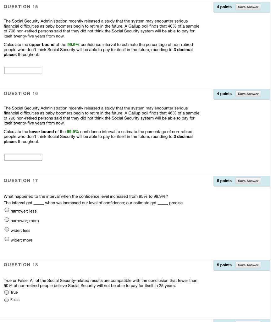 Solved QUESTION 15 4 points Save Answer The Social Security | Chegg.com