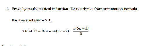 Solved 3. Prove by mathematical induction. Do not derive | Chegg.com