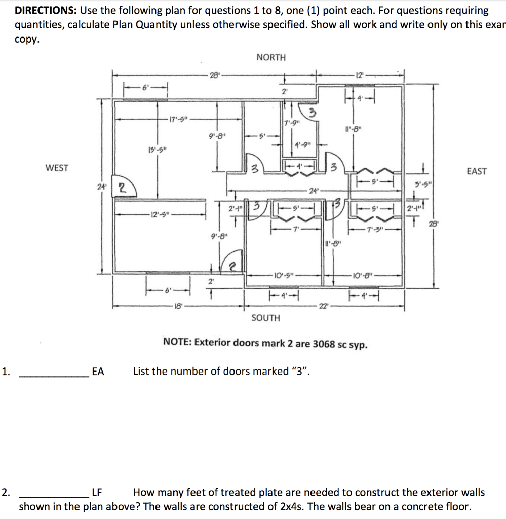 Solved DIRECTIONS: Use the following plan for questions 1 to | Chegg.com