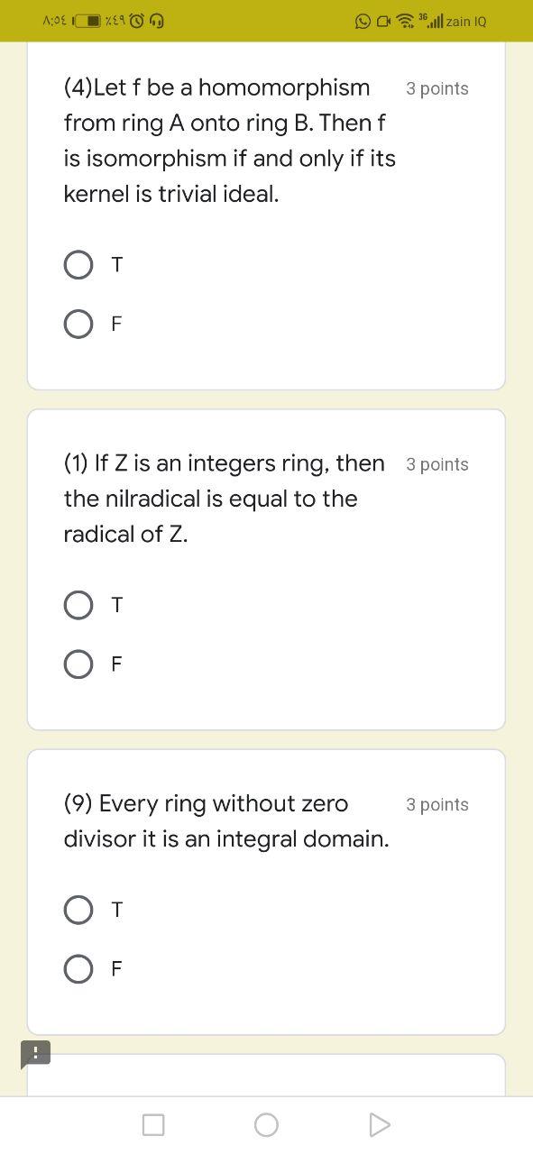 Solved Λ:ΟΕΙ 36. zain IQ 3 points (4)Let f be a homomorphism | Chegg.com