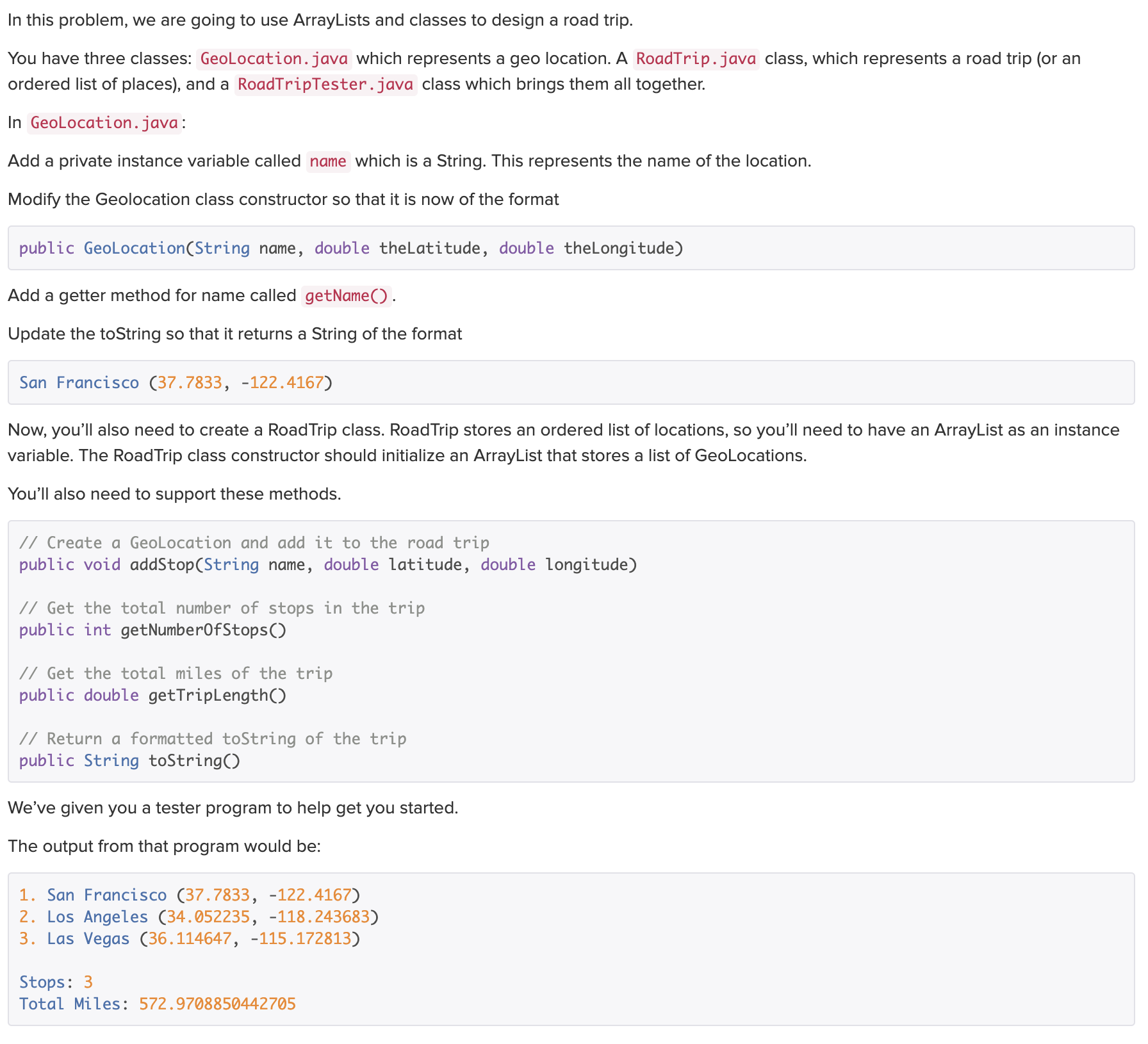 Solved Status: Not Submitted O 7.3.9: Road Trip! U FILES | Chegg.com