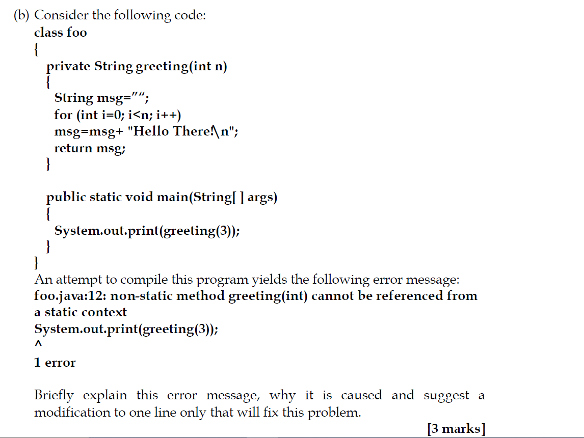Solved Question 1 (a) (i) Write a class called Teaching | Chegg.com