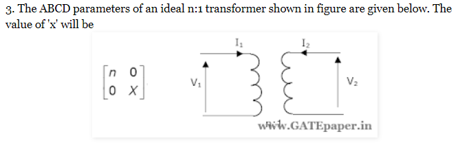 Solved 3. The ABCD parameters of an ideal n:1 transformer | Chegg.com