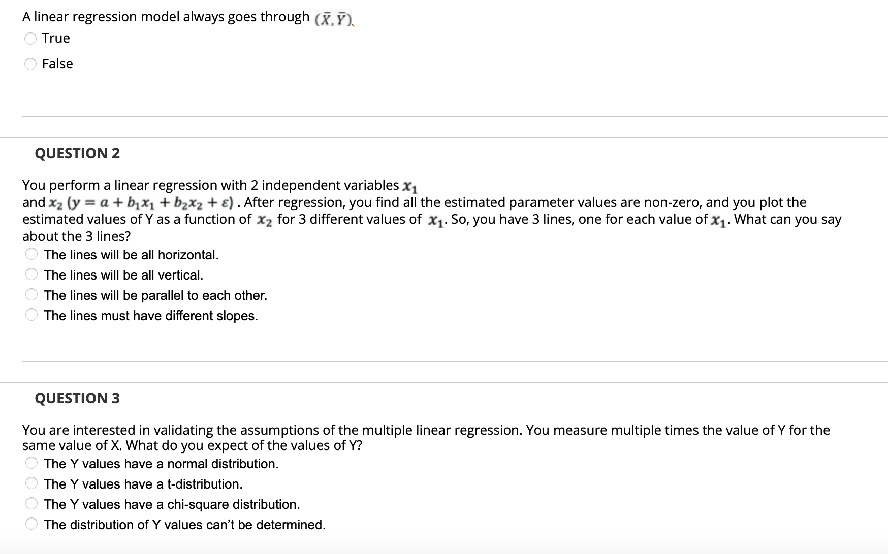 Solved A linear regression model always goes through | Chegg.com