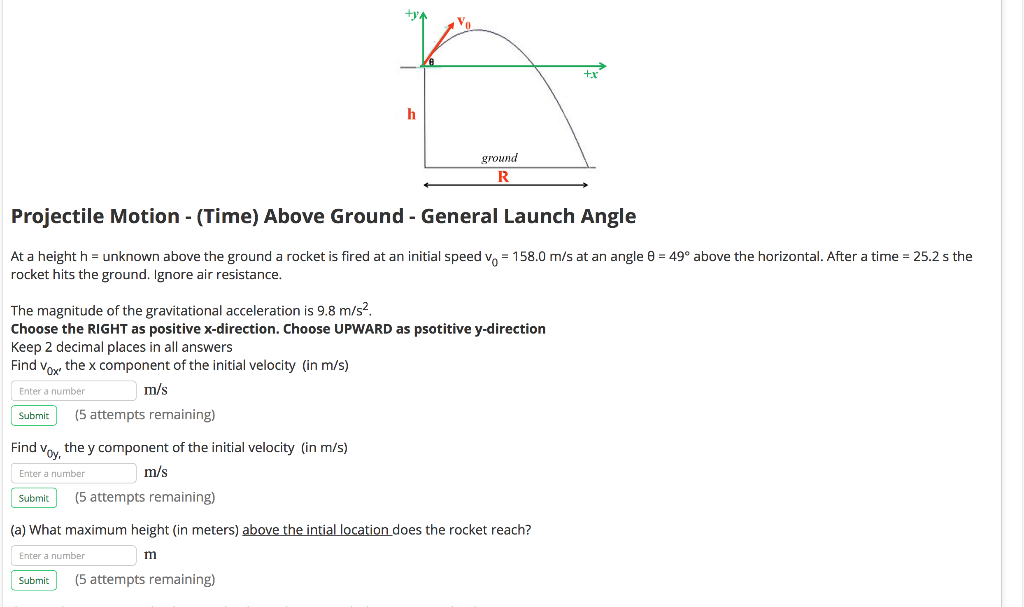 Solved ground Projectile Motion - (Time) Above Ground - | Chegg.com