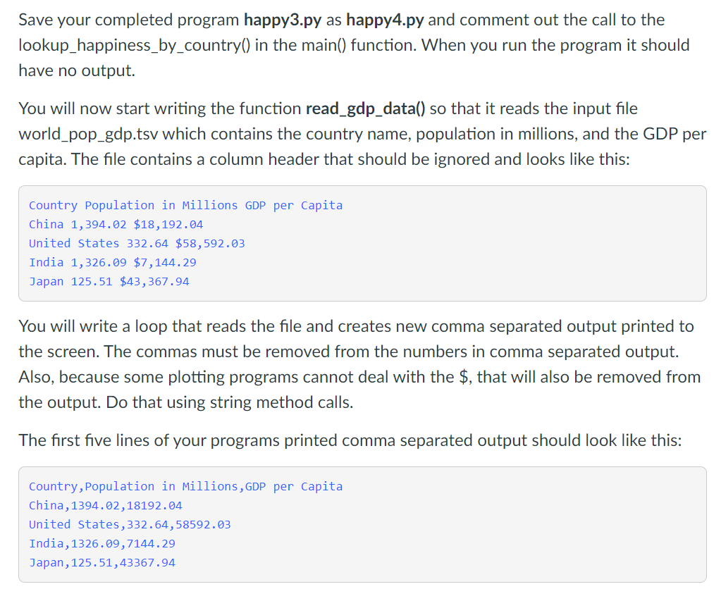 Solved Save your completed program happy3.py as happy4.py | Chegg.com