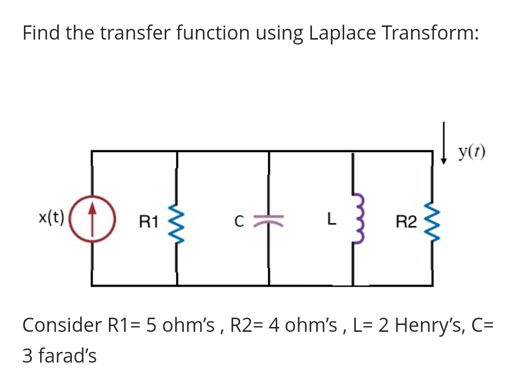 Solved Find the transfer function using Laplace Transform: | Chegg.com