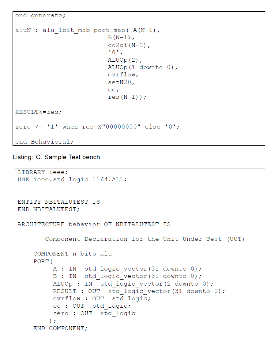 Solved 1. Create the MSB ALU synthesizing the code provided | Chegg.com