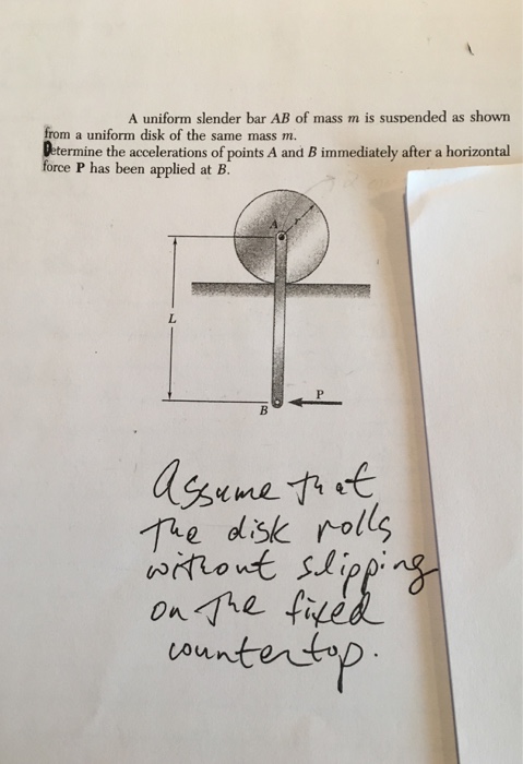 Solved A uniform slender bar AB of mass m is suspended as | Chegg.com Solved A uniform slender bar AB of mass m is suspended as | Chegg.com
