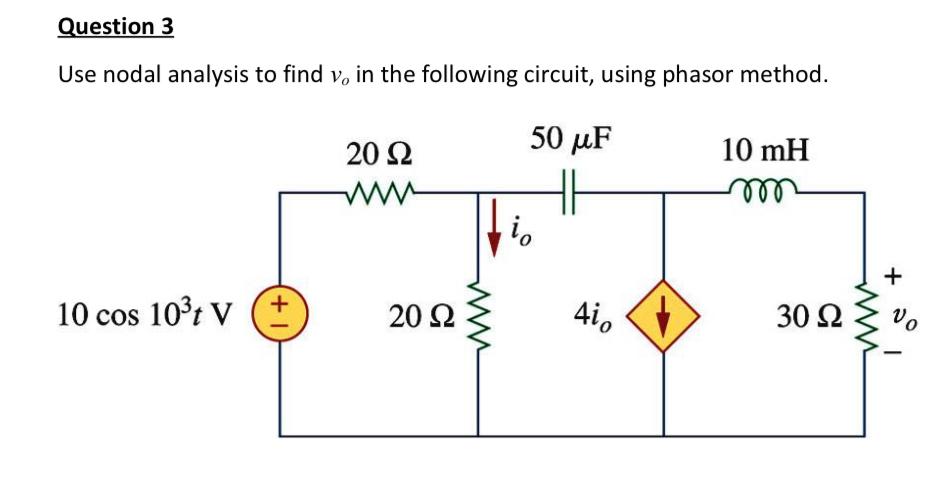 Solved Use nodal analysis to find vo in the following | Chegg.com