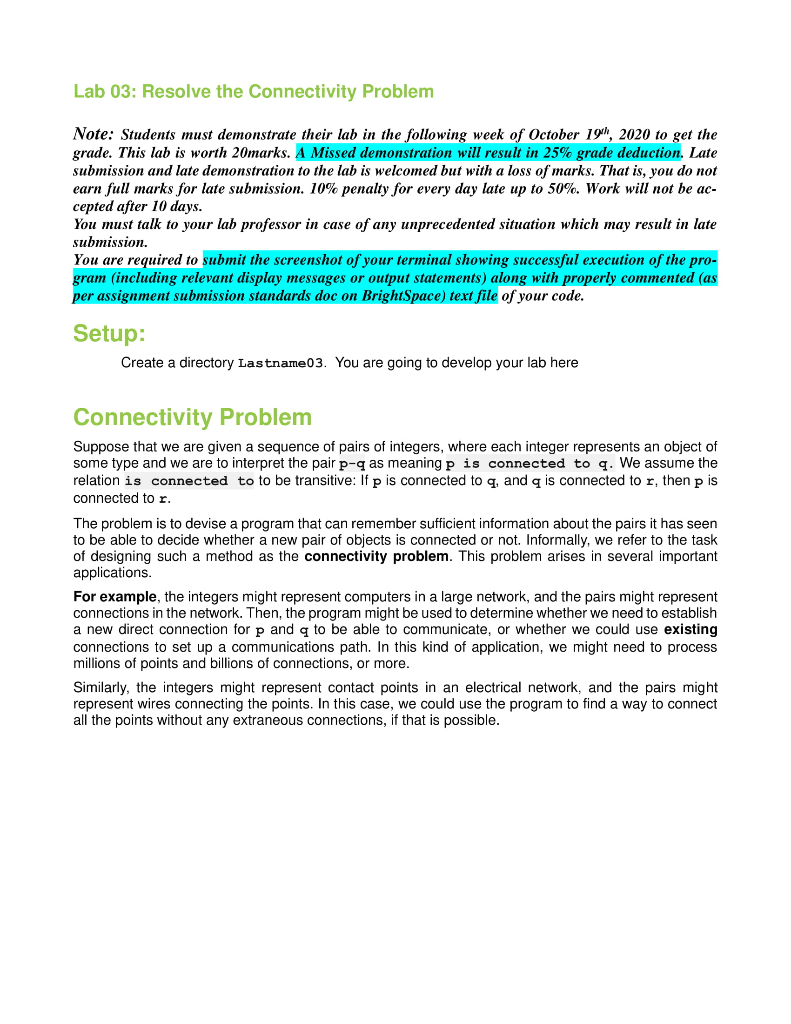 Lab 03: Resolve the Connectivity Problem Note: | Chegg.com