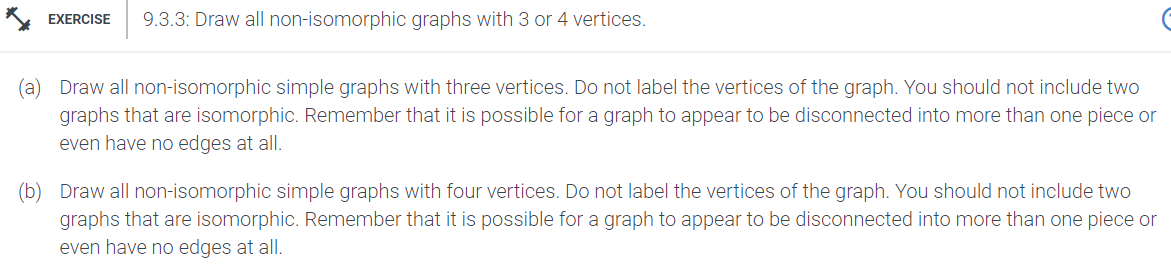 Solved EXERCISE 9.3.3: Draw all non-isomorphic graphs with 3 | Chegg.com Solved EXERCISE 9.3.3: Draw all non-isomorphic graphs with 3 | Chegg.com