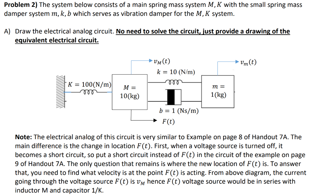 Solved Problem 2 The System Below Consists Of A Main Spring