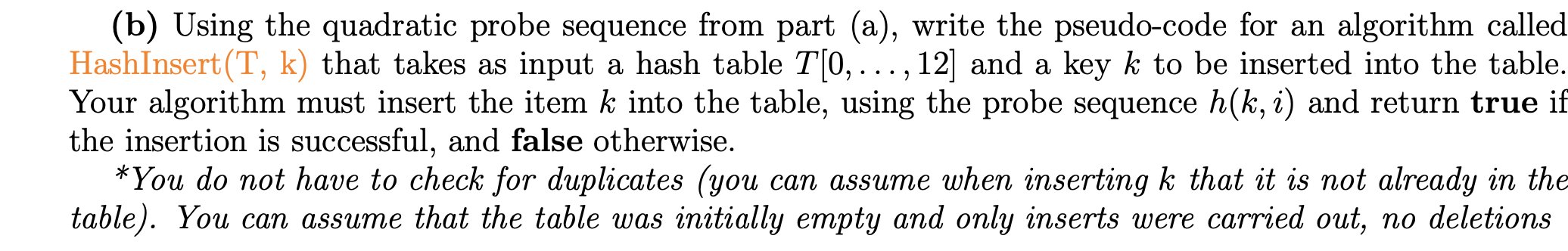 Solved 7 • (b) Using the quadratic probe sequence from part | Chegg.com