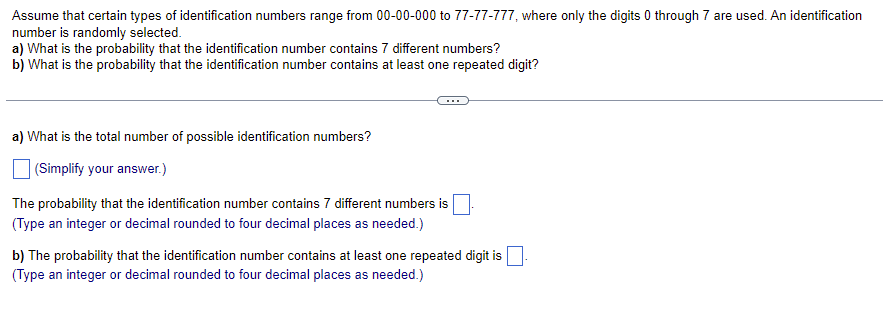 Solved Assume that certain types of identification numbers | Chegg.com