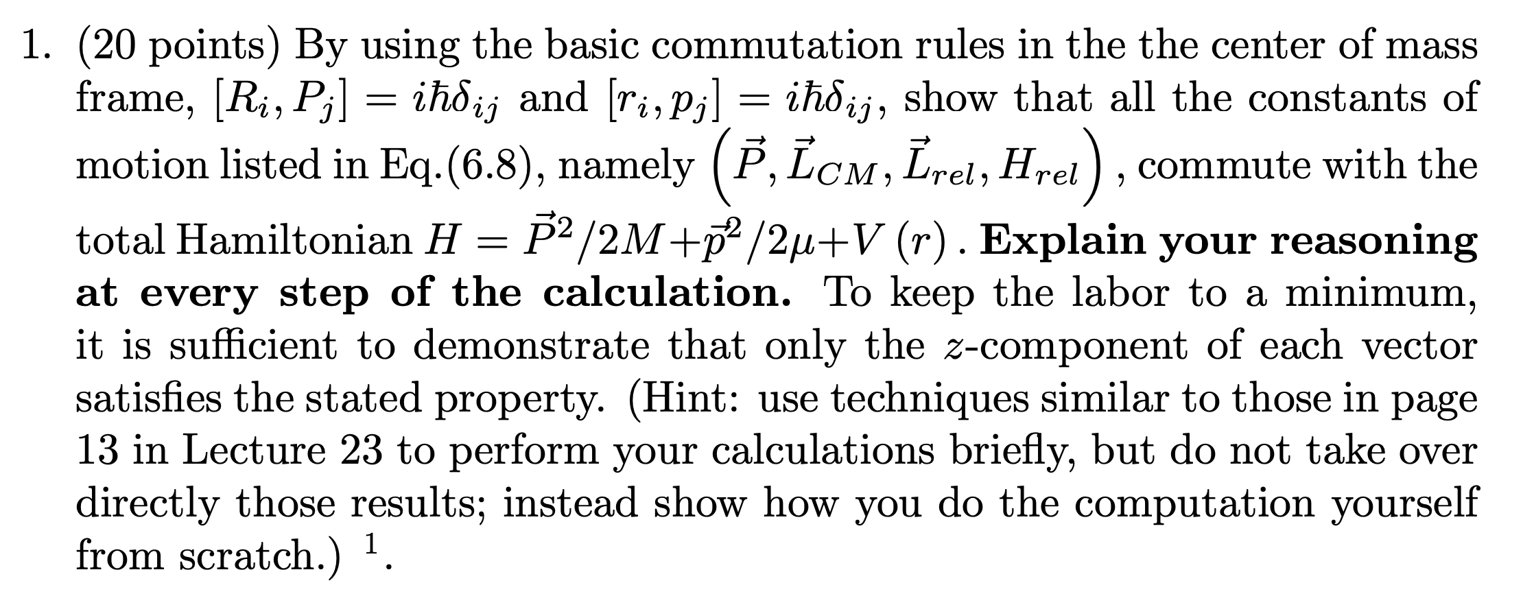 1. (20 points) By using the basic commutation rules | Chegg.com
