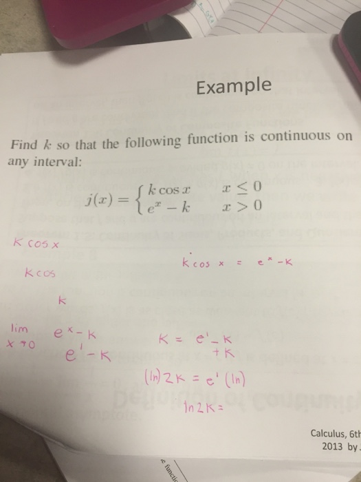 Solved Find k so that the following function is continuous | Chegg.com