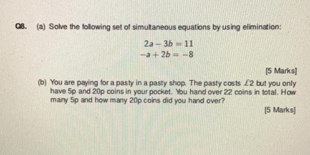 Solved 08. (a) Solve the following set of simultaneous | Chegg.com