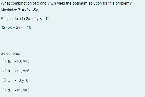 Solved What combination of \\( x \\) and \\( y \\) will | Chegg.com