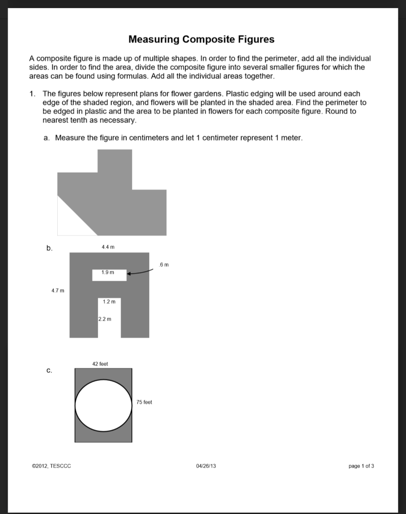 Measuring Composite Figures A Composite Figure Is Chegg